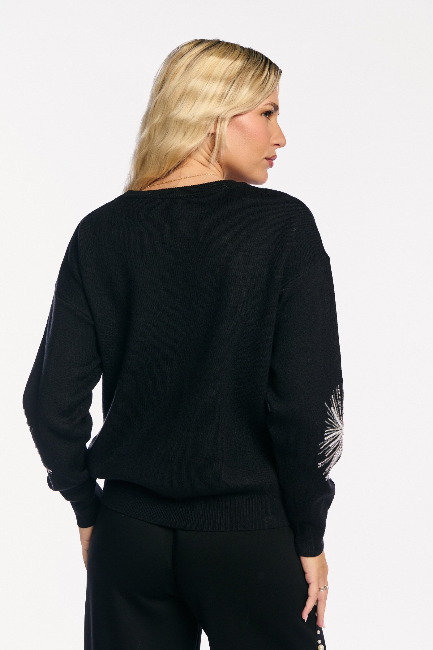 Γυναικείες Μπλούζες : Πουλόβερ Crew Neck με Κέντημα από Πέρλες σε ...