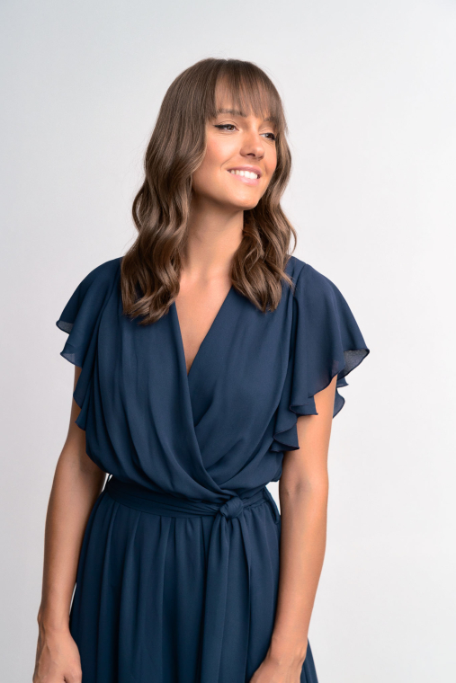 Plus Size : Φόρεμα maxi κρουαζέ με σκίσιμο-6031Β
